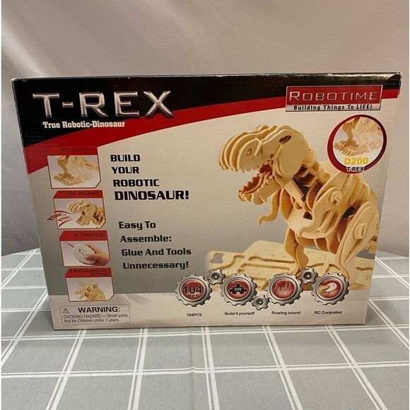 Toys | Nib Robotime D20 True Robotic Walking Dinosaur Build It Trex ...